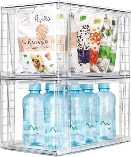 Zero Zoo 2Pack Large Stackable Kitchen Storage Drawers, Clear Foods ...