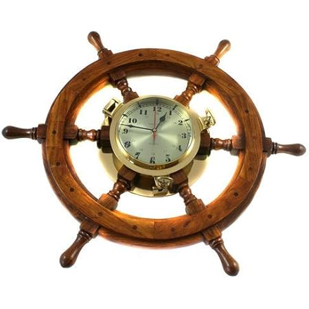 Amazon.com: Nagina International Nautical Porthole Clock Ship Wheel ...