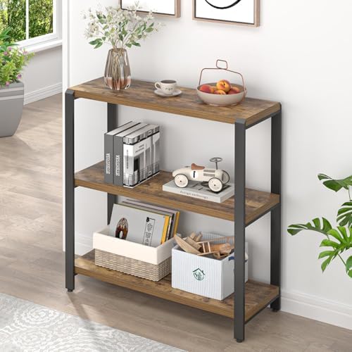 Amazon.com: FATORRI Small Bookcase, Wood and Metal Low Short Bookshelf ...