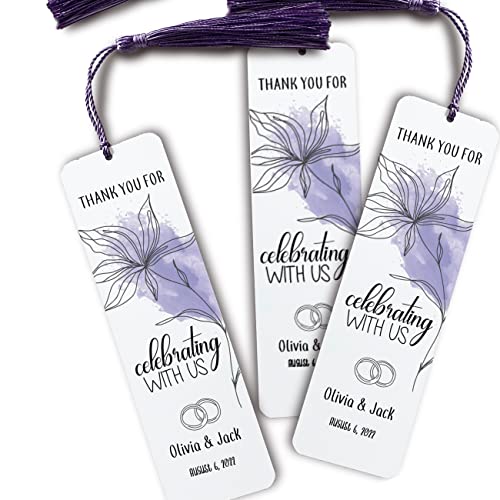Personalised Floral Wedding Bookmark with Tassel | Wedding Favour for ...