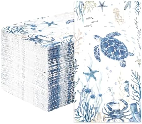 Amazon.com: 100Pcs Coastal Turtle Paper Napkins 3 Ply Blue Ocean Sea ...