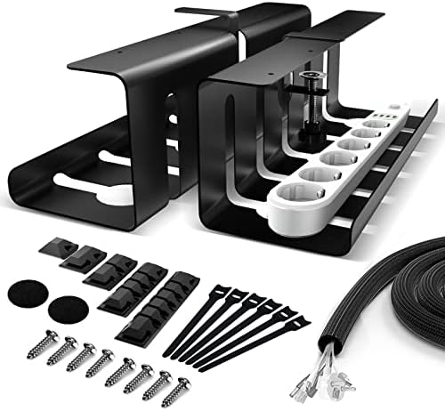 Otoomenz No Drill Cable Management Under Desk,2 PACK Under Desk Cable ...