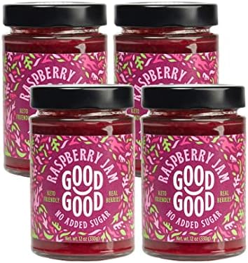 Amazon.com: GOOD GOOD Raspberry Jam - No Added Sugar - Low Calorie ...