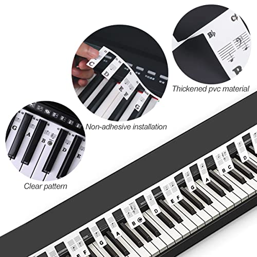 Removable Piano Keyboard Note Labels, Silicone 88 Key Piano Notes Guide ...
