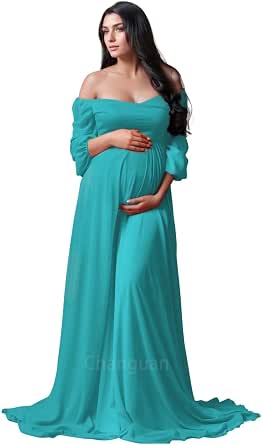 Changuan Long Sleeve Maternity Dress for Women Baby Shower Photoshoot ...