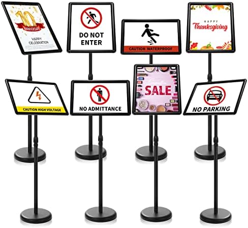 Adjustable Heavy Duty Floor Sign Stands A4 LEIFIDE 8 Pack Adjustable ...