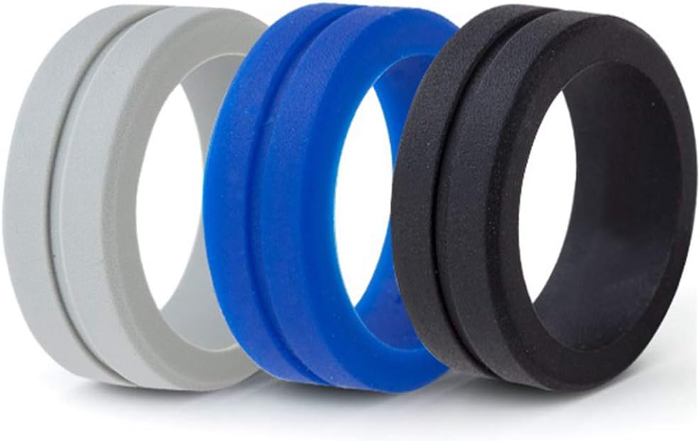 Amazon.com: JUDE 9MM Size 5-15 Silicone Rubber Grooved Ring (Black ...