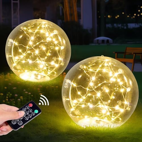 Amazon.com : FunFanso 14 Inch Solar Globe Lights Outdoor 2 PCS ...