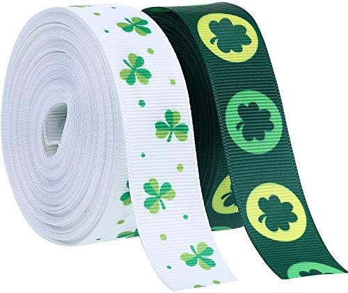 Amazon.com: St. Patricks Day Ribbon Wired, Glitter Green Shamrock ...