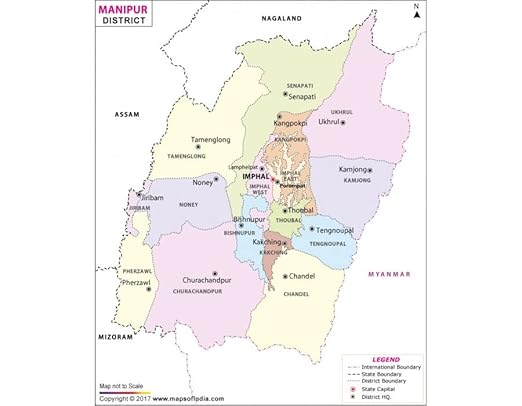 Manipur District Map (36 Width) : Amazon.in: Office Products