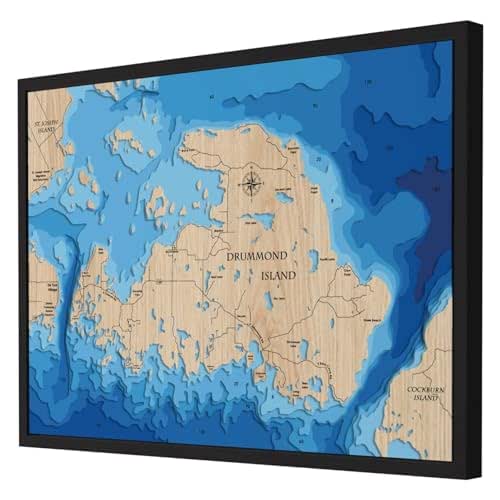 Amazon.com: Personalized 3D Drummond Island Wood Map - Lake Depth Map ...