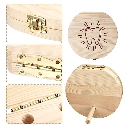 DINGFENG Tooth Holders for Kids Keepsake,Baby Teeth Save Box, Wooden ...