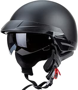 Motorradhelm Retro Motorrad Halbhelme mit Visier Halbschale Jet Helm ...