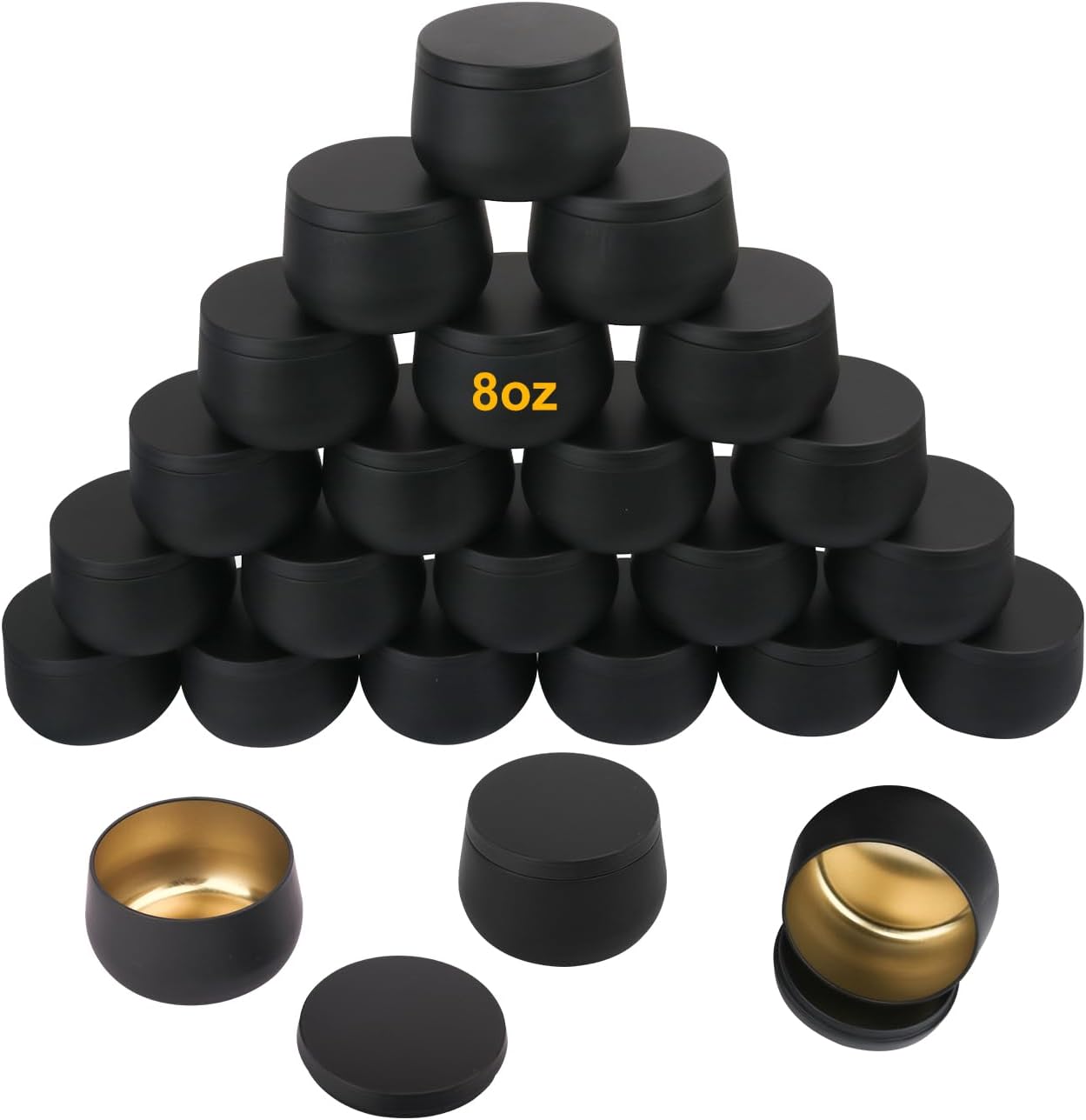 Amazon.com: GENHAKON 24 Packs 8 oz Black Candle Tins, Bulk Candle ...