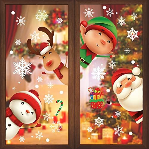 DIYDEC 82pcs Christmas Window Cling Stickers, 5 Sheet Reusable Xmas ...