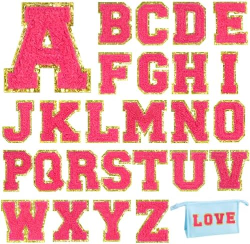 Amazon.com: 26 Pieces Self Adhesive Chenille Letter Patches Glitter ...
