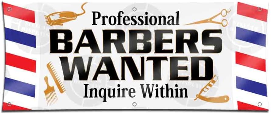 Amazon.com : Professional Barber Wanted Banner (2ft X 5ft) Beauty Salon ...