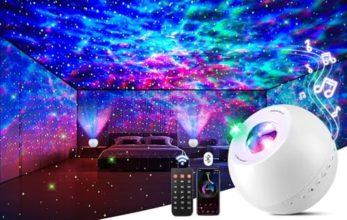 One Fire Galaxy Projector for Bedroom, 15 Colors+15 White Noise ...