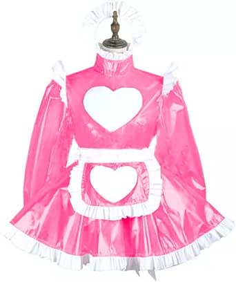 Amazon.com: Wet Look Adult Sissy Clear Plastic PVC Maid Dress Ruffles ...