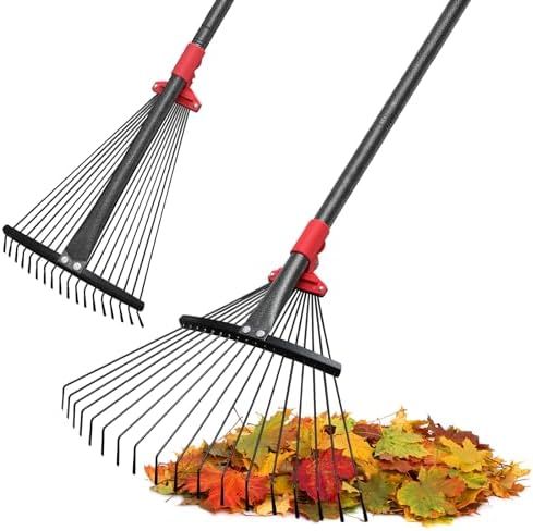 Amazon.com : HOMIMP Leaf Rake for Gardening, 11 Tines Lightweight ...