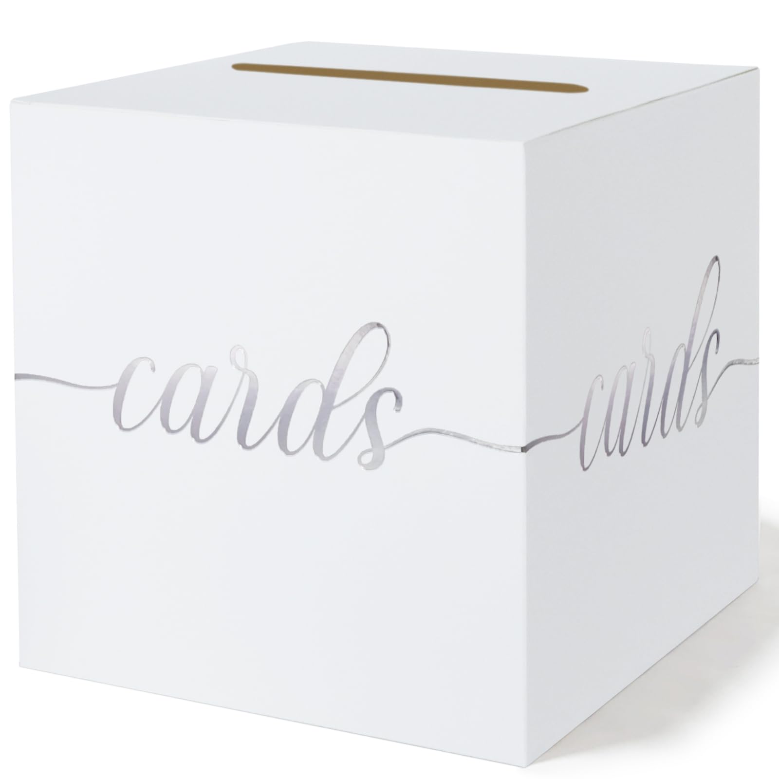 Amazon.com: QIKSION White Gift Card Box with Silver Foil Design, Cards ...