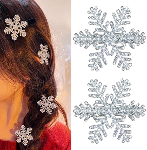 Amazon.com: Snowflake Hair Clip Snowflake Bows for Girls Sparkle Sliver ...