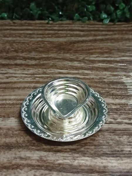 Luckypot German Silver Agal Diya with Plate for Pooja/Decor : Amazon.in ...
