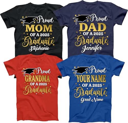 Amazon.com: Graduation Class 2025 Proud Graduate 2025 Family Proud MOM DAD Graduate Tees Custom ...
