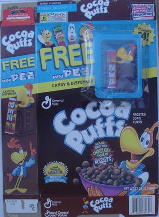 Amazon.com : Cocoa Puffs Ceral Box With PEZ Mini Candy Dispenser ...