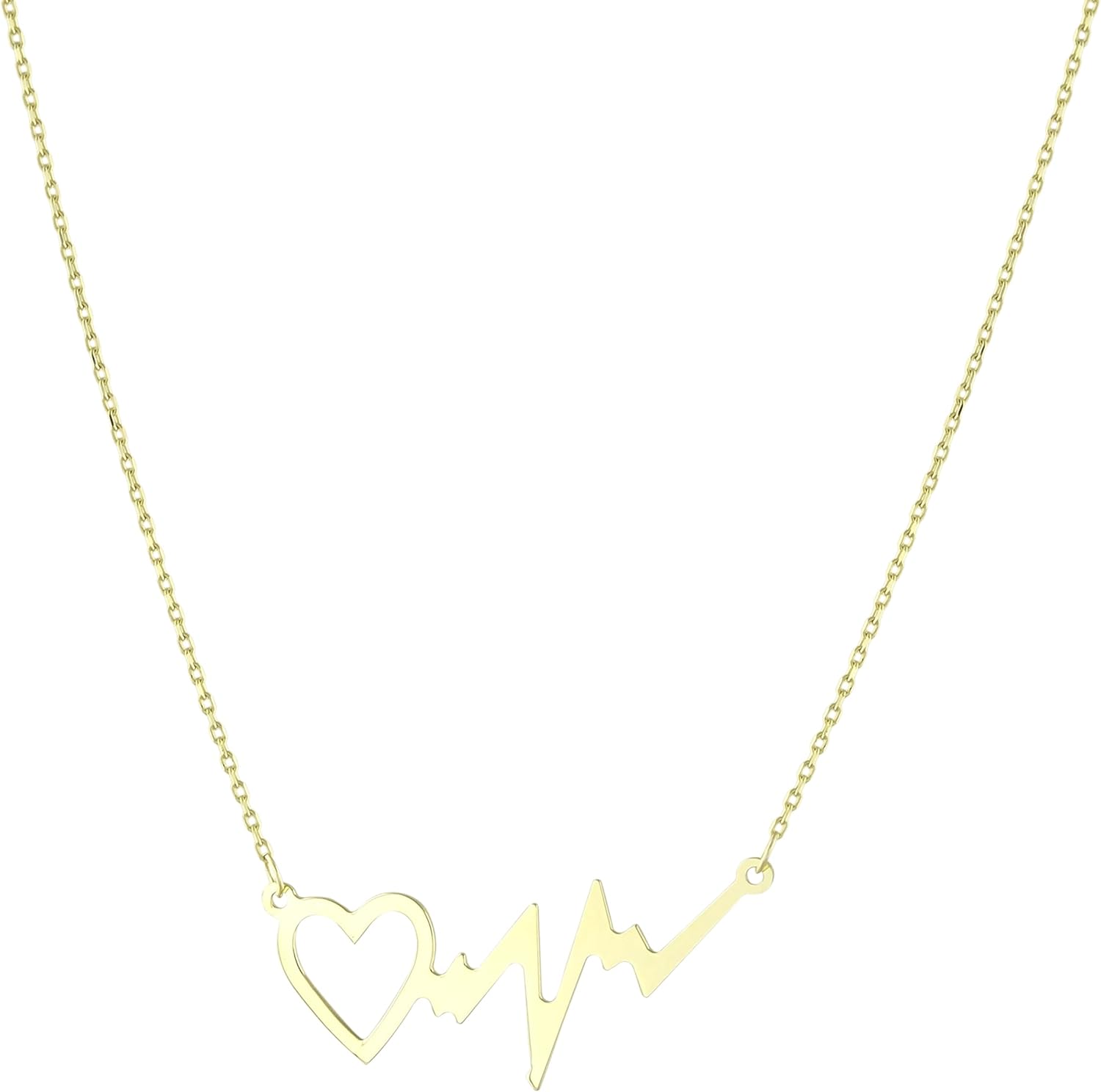 Amazon.com: Altinbas Heartbeat 14k Gold Necklace - Yellow Gold Pendant ...