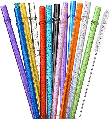ALINK 12-Pack Reusable Plastic Clear Straws, 13 inch Extra Long Tumbler ...