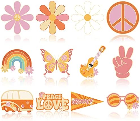 Amazon.com: AnyDesign Groovy Boho Flowers Cutouts Flower Shaped Cut ...