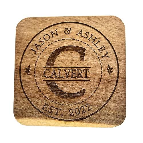 Amazon.com: Personalized Engraved Coaster Set, Wedding Anniversary Gift ...