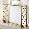 Amazon.com: Modern Console Table, Tempered Glass Sofa Table Entry Table ...