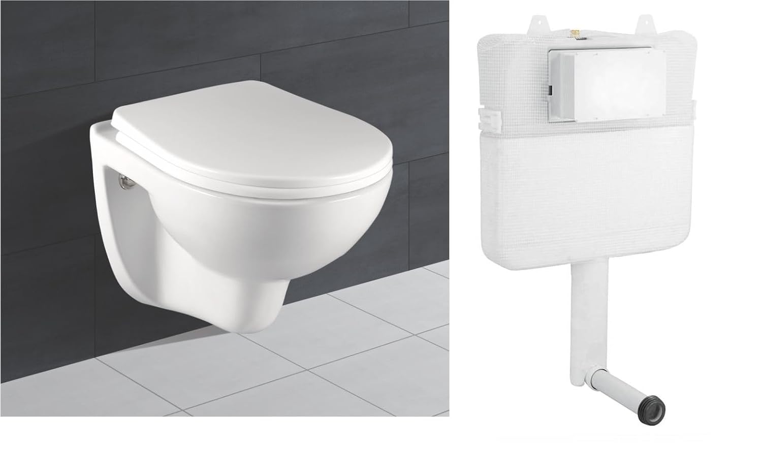 Combo of Wall Mounted/Wall Hung Western Toilet/Commode/EWC Square with ...
