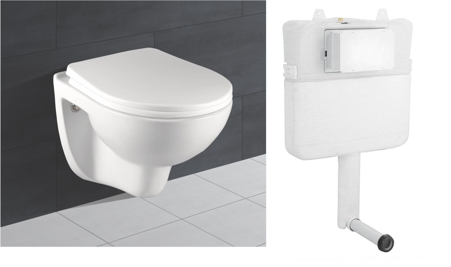Combo of Wall Mounted/Wall Hung Western Toilet/Commode/EWC Square with ...