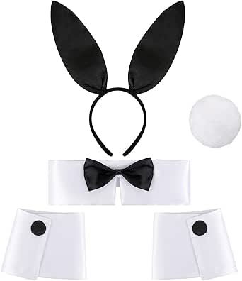 Amazon.com: Sexy Bunny Costume Set, Women's Bunny Ears and Tail Set ...