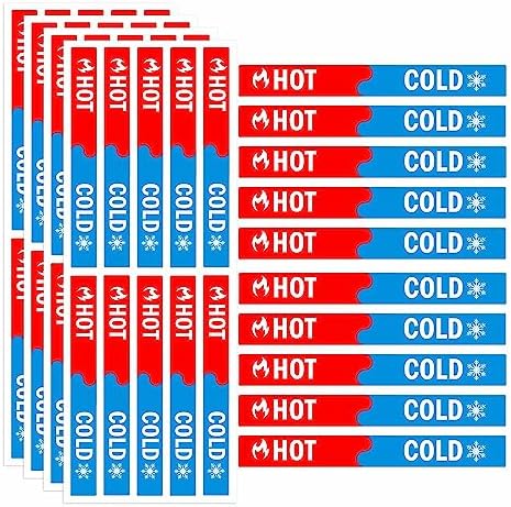 20 Pcs Hot and Cold Water Epoxy Stickers Faucet Stickers - 1/4 x 2.5 ...