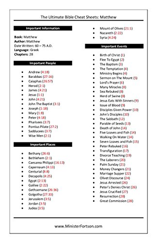 The Ultimate Bible Cheat Sheets: Matthew eBook : Fortson, Minister ...