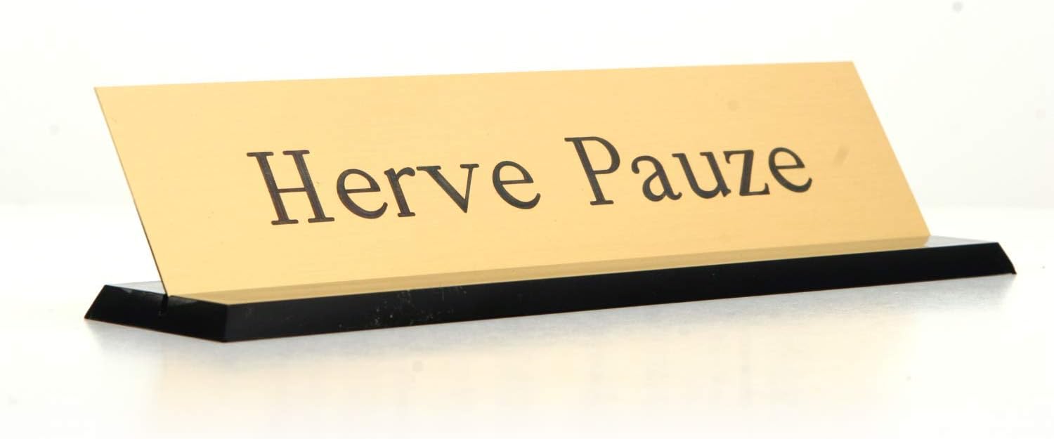 Amazon.com: SmartSign Brass Name Plate for Desk | Premium Engraved ...