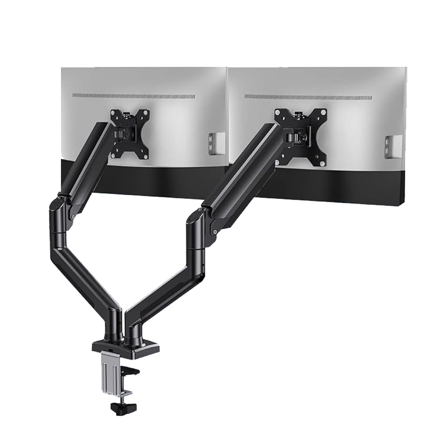 Dual Monitor Stand - Height Adjustable Gas Spring Double Arm Monitor ...