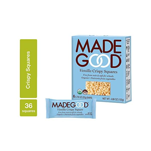 MadeGood Crispy Squares, Vanilla (36 Count) Gluten Free Snacks | Gourmetian