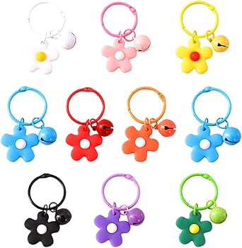 TENDYCOCO 10pcs Adorable Flower Bell Keychain Hanging Keychains Pendant ...
