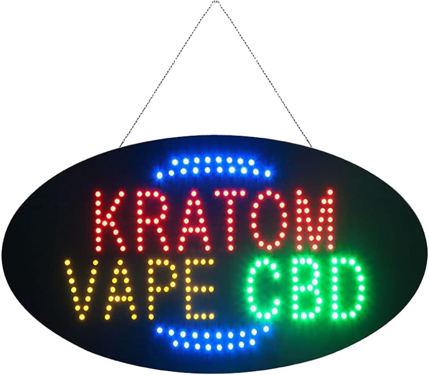 Amazon.com : LED Kratom Vape CBD Sign, Business Sign for Tobacco Shop ...