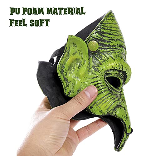 Scary Witch Mask with Elastic Band Green Face Goblin Elf Ears Cosplay ...