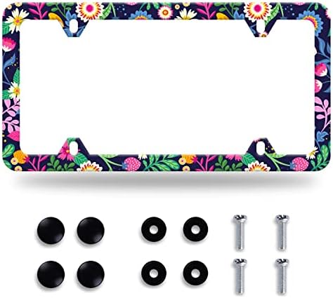 Amazon.com: Watercolor Flowers Floral License Plate Frame Cute Daisy ...
