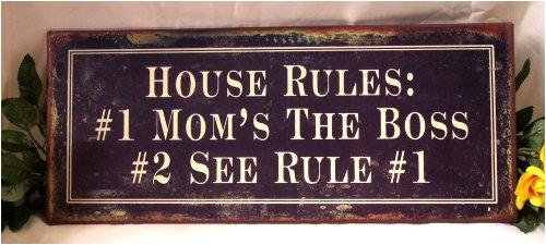 Weathered Sign "Mom's House Rules" - Amazon.com Music