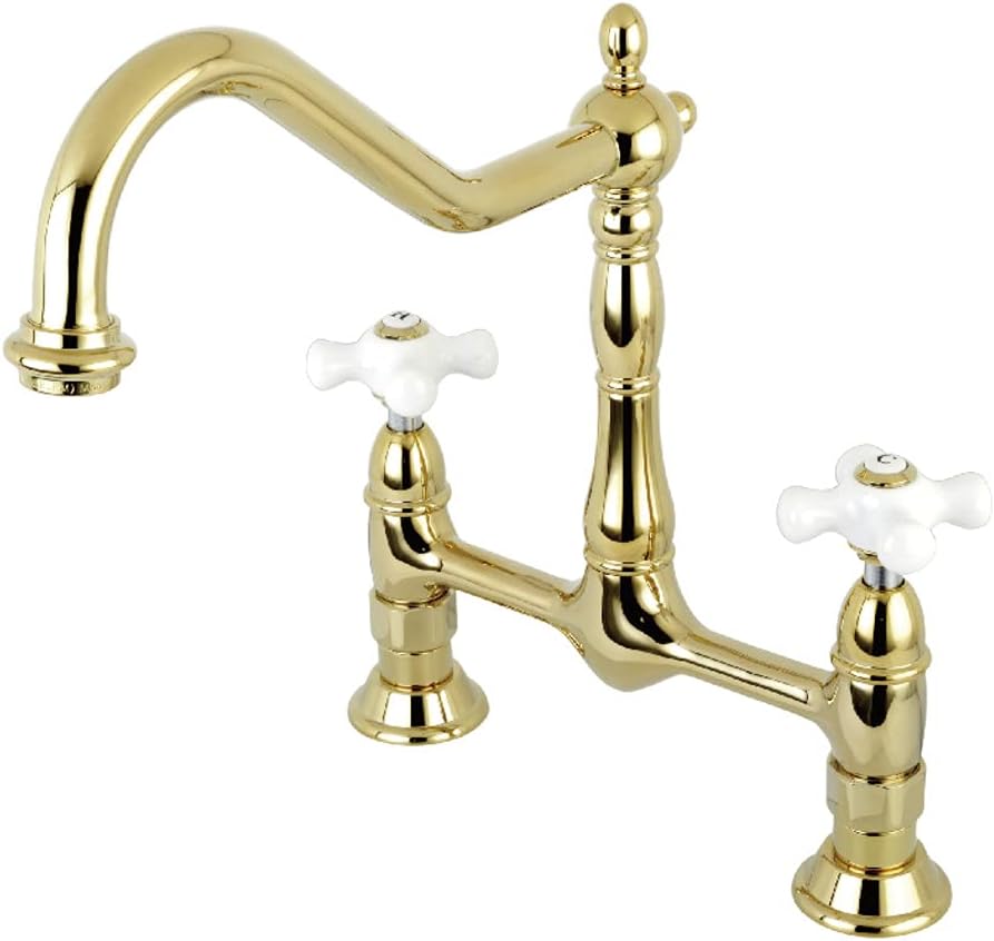 Kingston Brass KS1292AX Restoration Bridge Kitchen Faucet, 8-1/2 ...