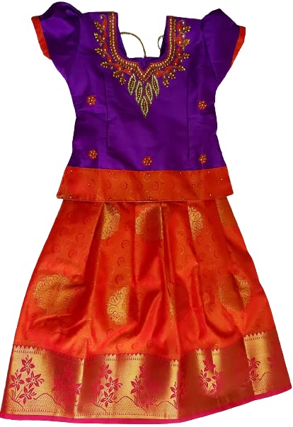 Buy KKR’S Traditional Readymade Pattu Pavadai For Kids/Girls - With ...