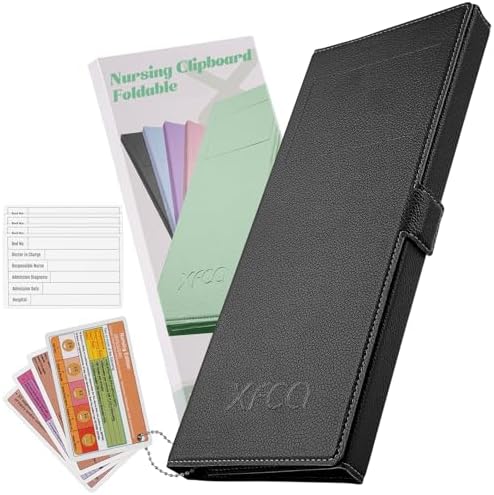 XFCA Nursing Clipboard Foldable-Leather Foldable Clipboard Nursing with ...